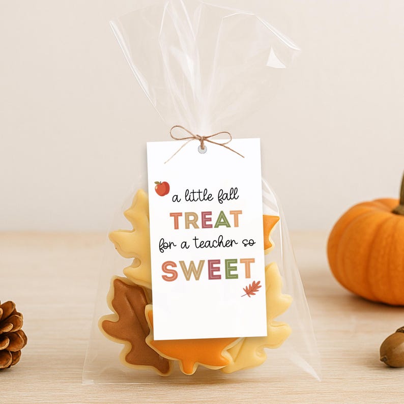 Fall Teacher Gift Tag Printable, A Little Treat Teacher Tag Fall Theme ...