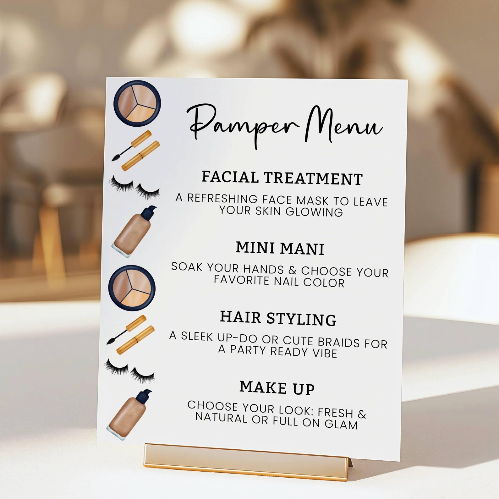 Spa Party Menu, Editable Pamper Party Sign, Spa Party Printable for ...