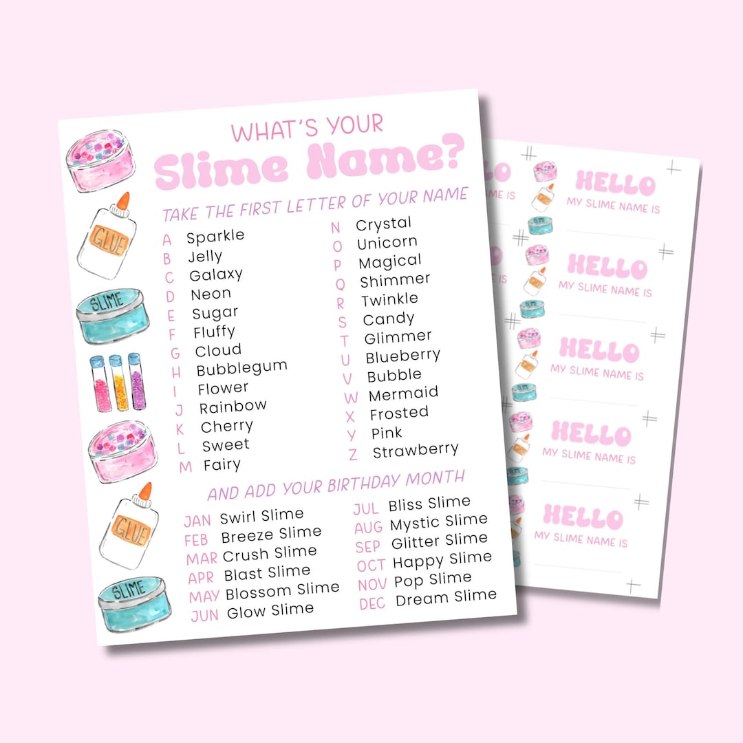 What’s Your Slime Name Sign, Instant Download Slime Party Game ...
