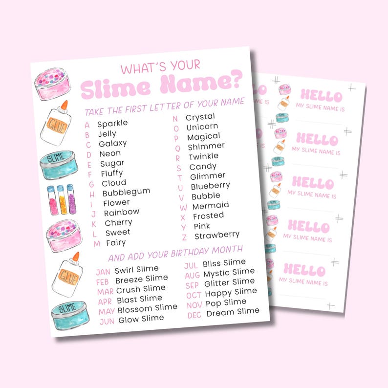 What’s Your Slime Name Sign, Instant Download Slime Party Game ...