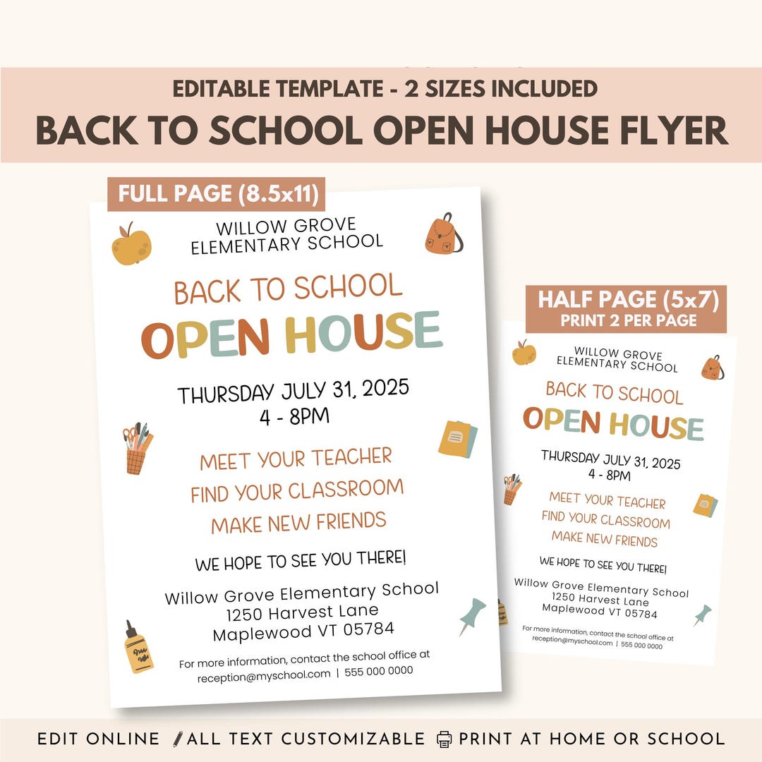 Back to School Open House Flyer Cozy Classroom, Editable Meet the ...