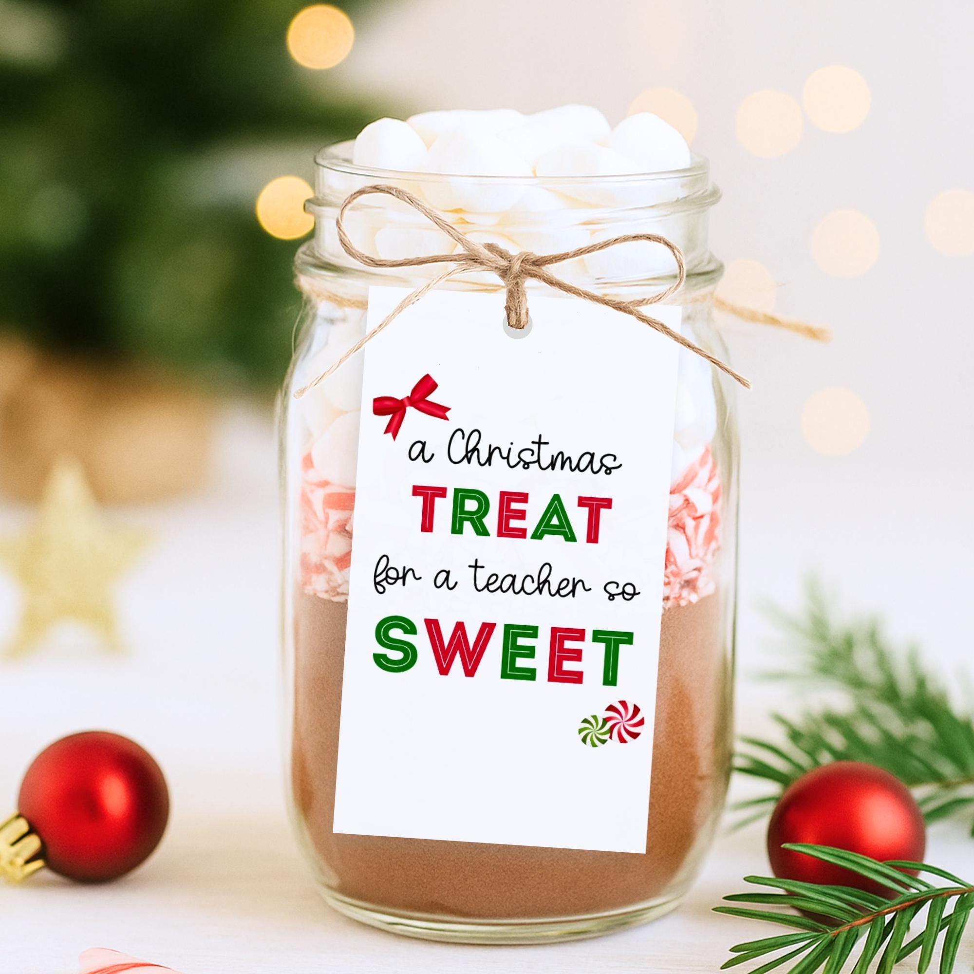 Christmas Teacher Gift Tags Printable, Holiday Treat Tag for Teachers ...