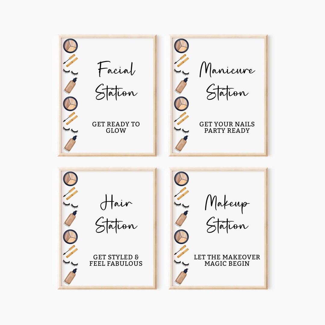Spa Party Signs, Editable Makeup Birthday Signs, Spa Party Printables ...