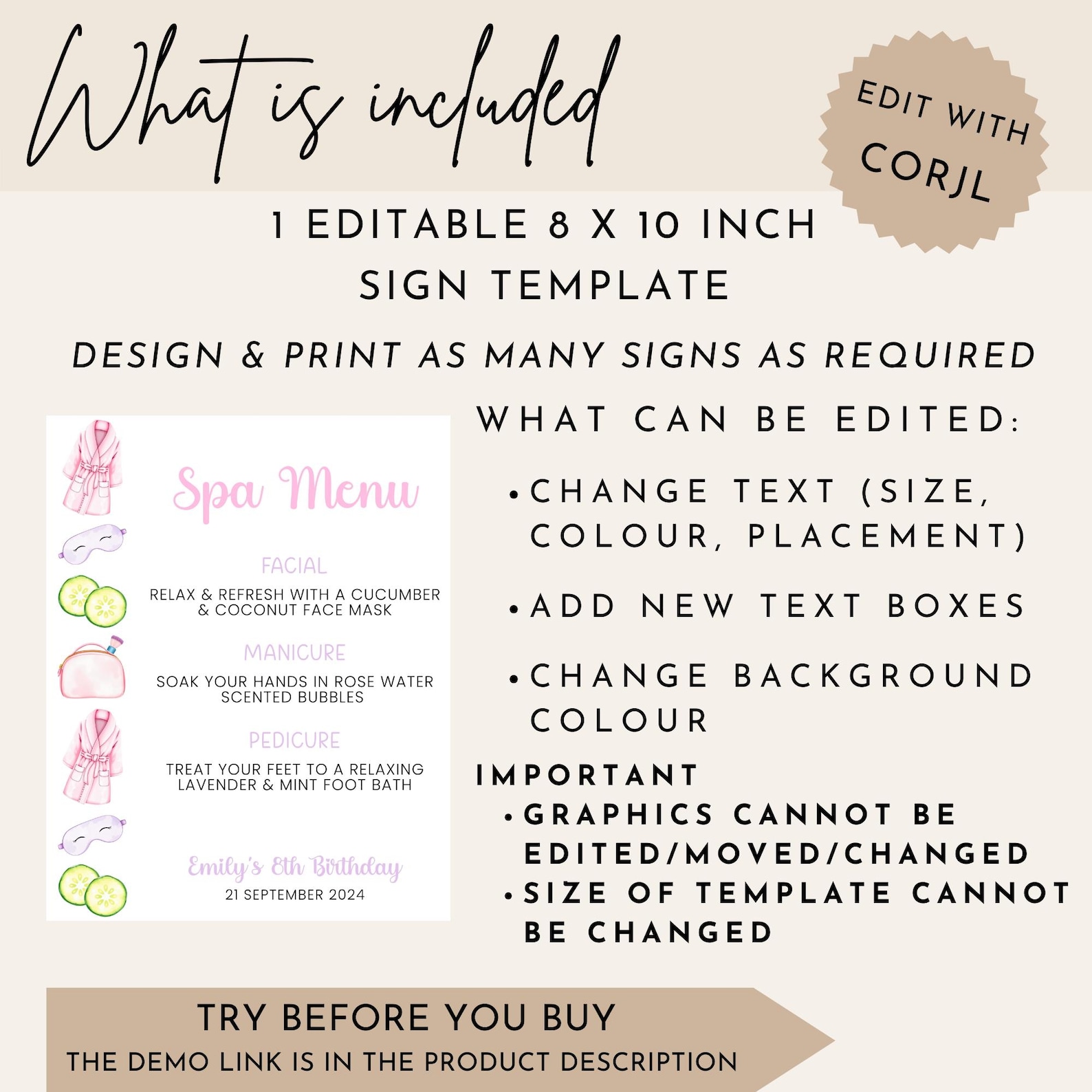 Spa Party Menu, Editable Spa Menu Sign for Girls, Pink Spa Menu, Spa ...