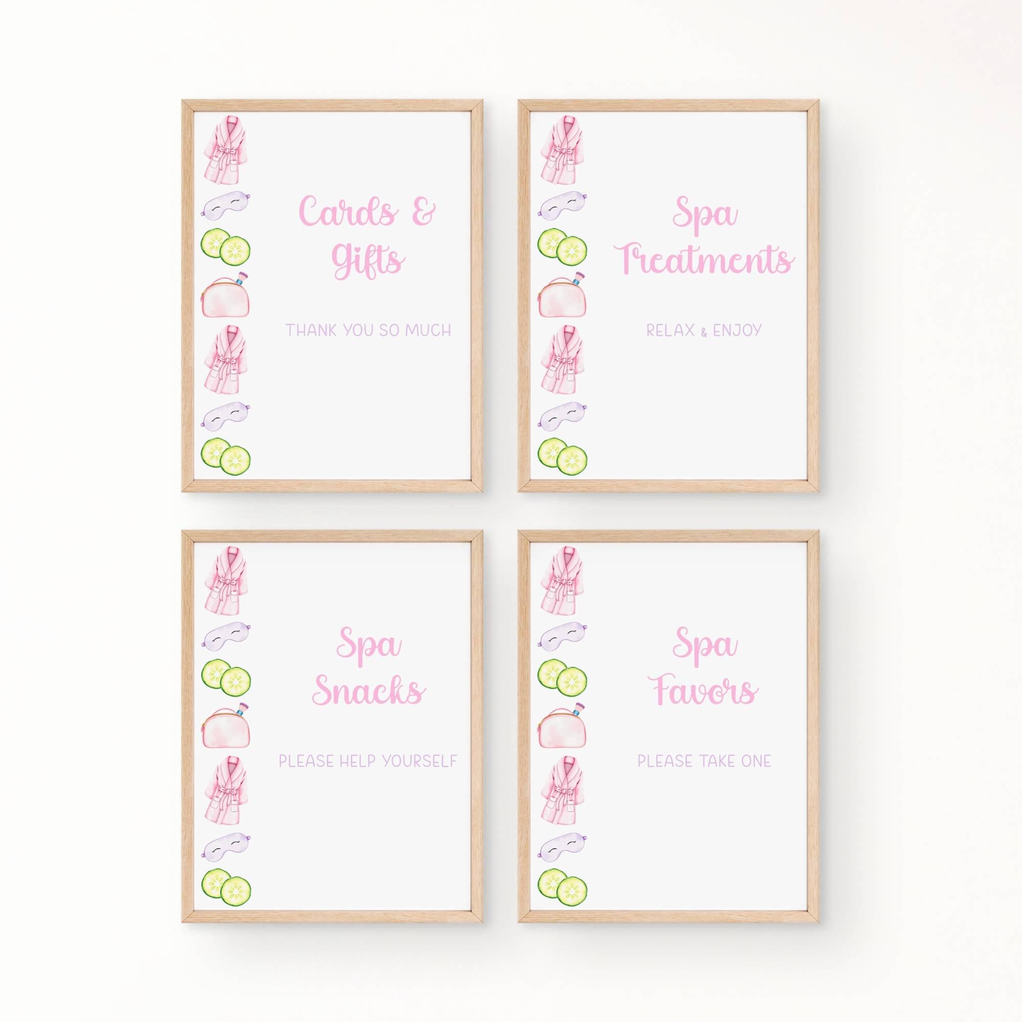 Spa Party Signs, Editable Spa Birthday Signs, Digital Pink Spa Party ...