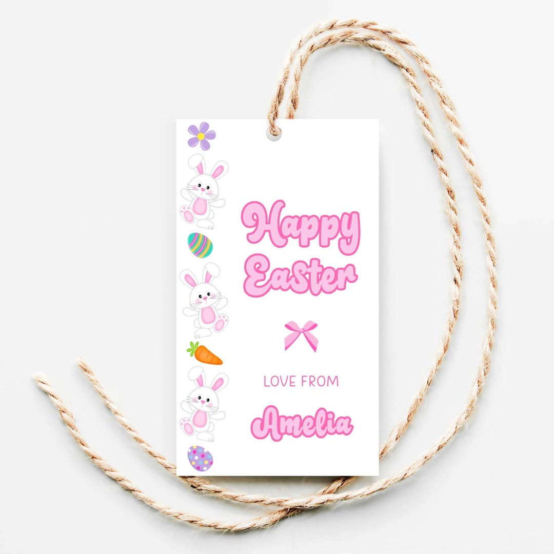 Easter Gift Tag, Editable Easter Basket Tag for Girl, Digital Easter ...