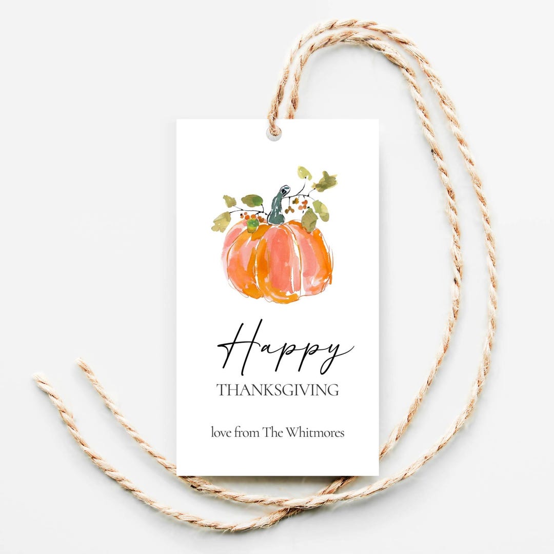 Thanksgiving Gift Tag, Editable Happy Thanksgiving Favor Tag Printable ...