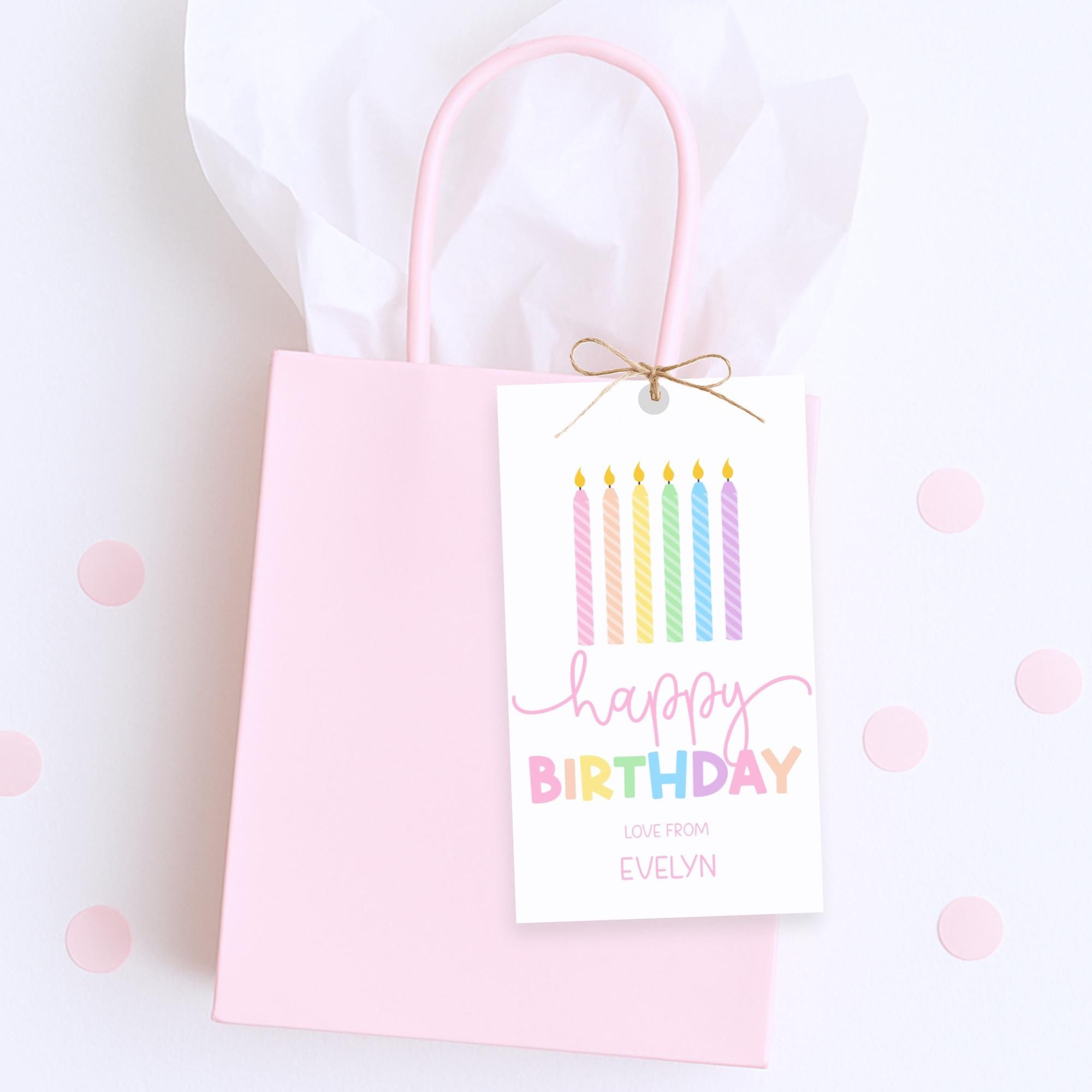 Editable Happy Birthday Gift Tag, Pastel Birthday Tag for Girls - Etsy