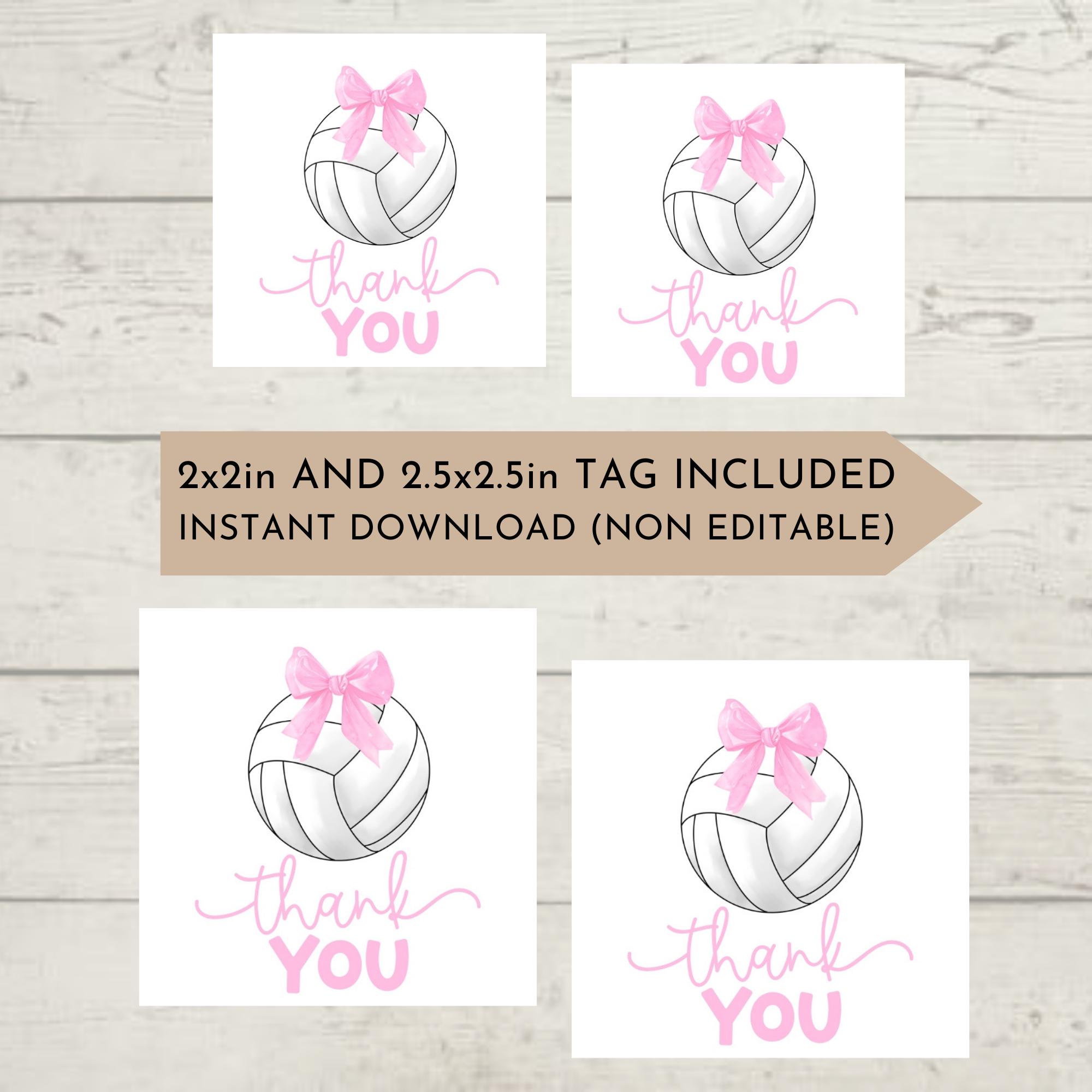 Volleyball Thank You Tag, Instant Download Pink Volleyball Tag ...