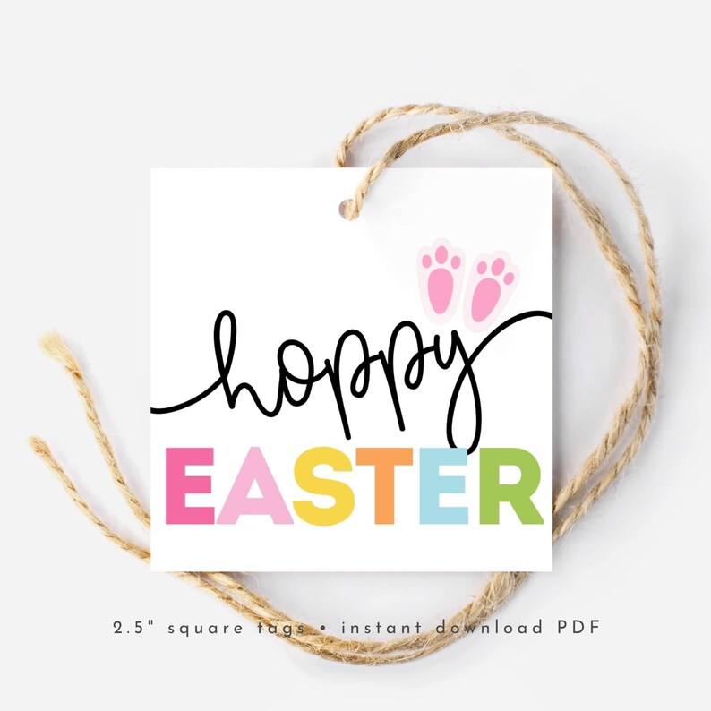 Hoppy Easter Tag Printable, Easter Gift Tags for Kids, Instant Download ...