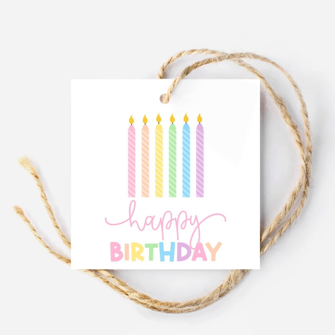 Happy Birthday Tag, Instant Download Pastel Happy Birthday Gift Tag ...