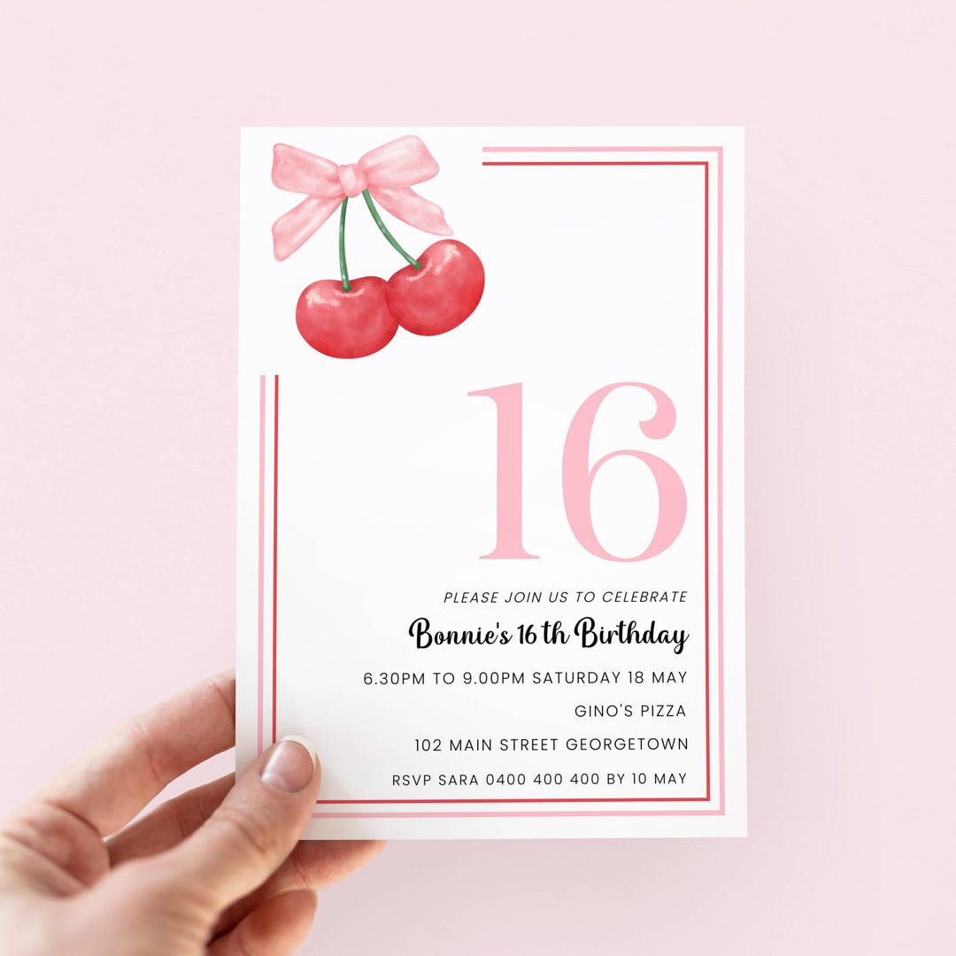 Invitación de cumpleaños número 16 de Cherry para niña, linda ...