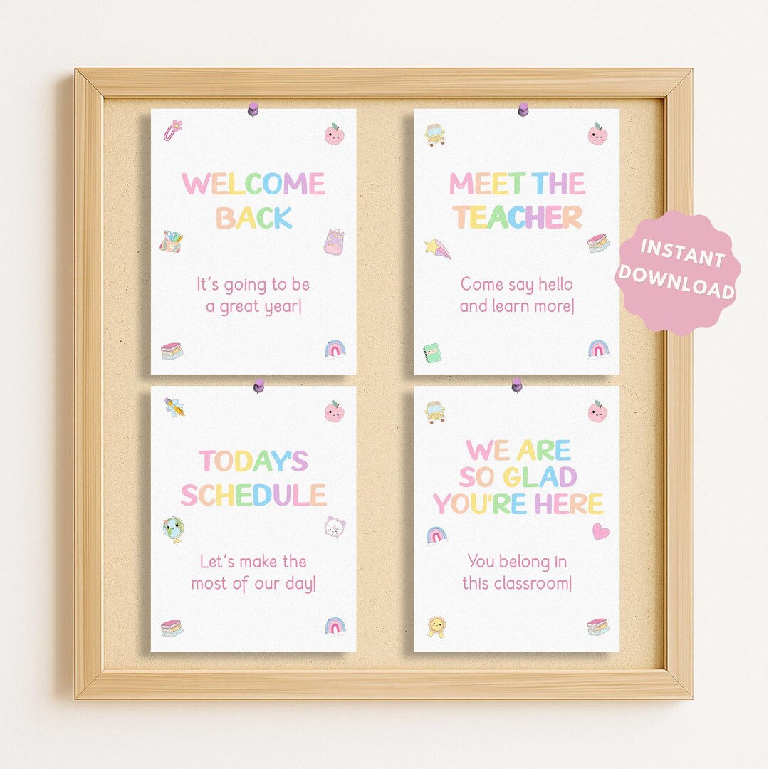 Pastel Back to School Classroom Signs Instant Download, Pastel Bulletin ...