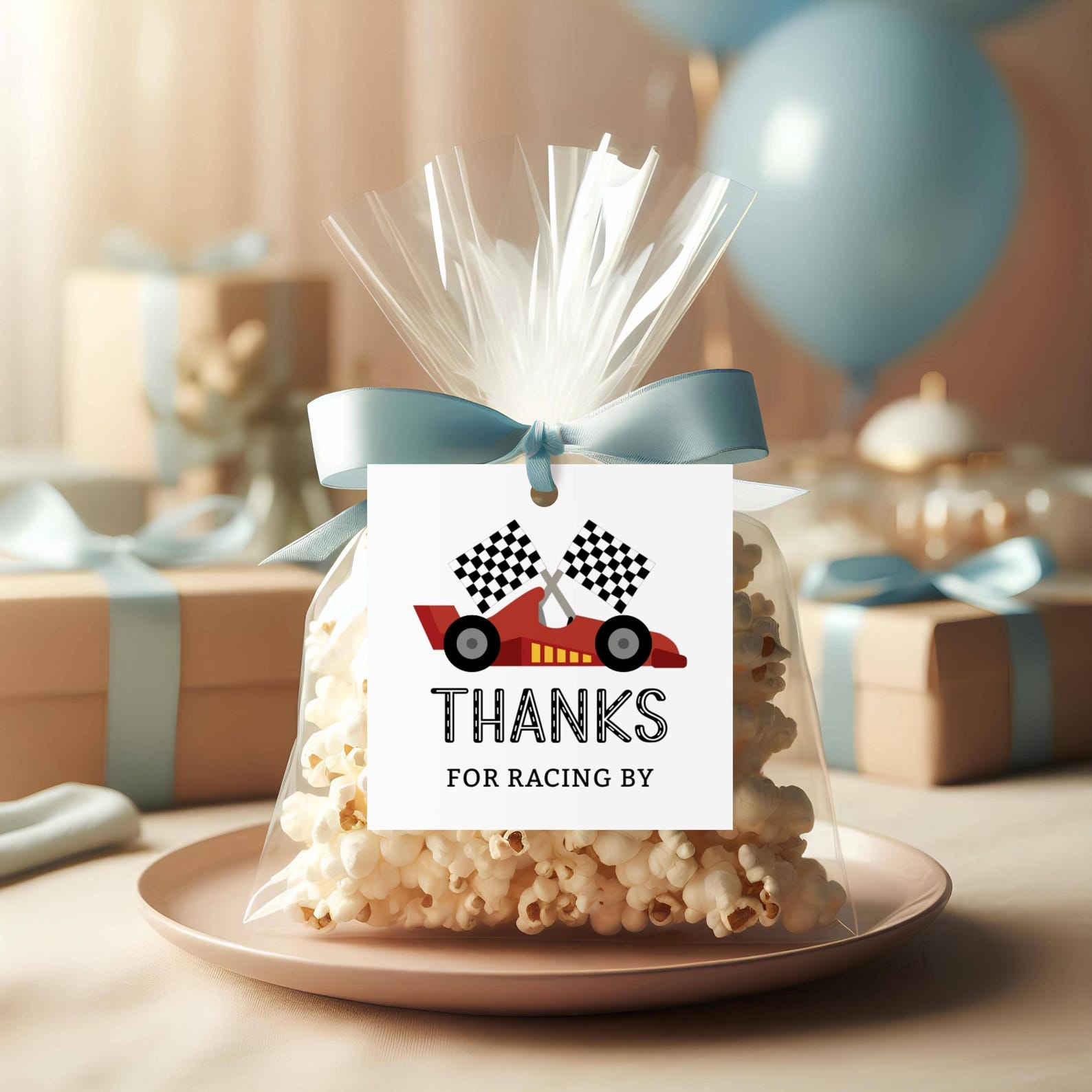 Race Car Favor Tag, Instant Download Red Racing Car Thank You Tag ...