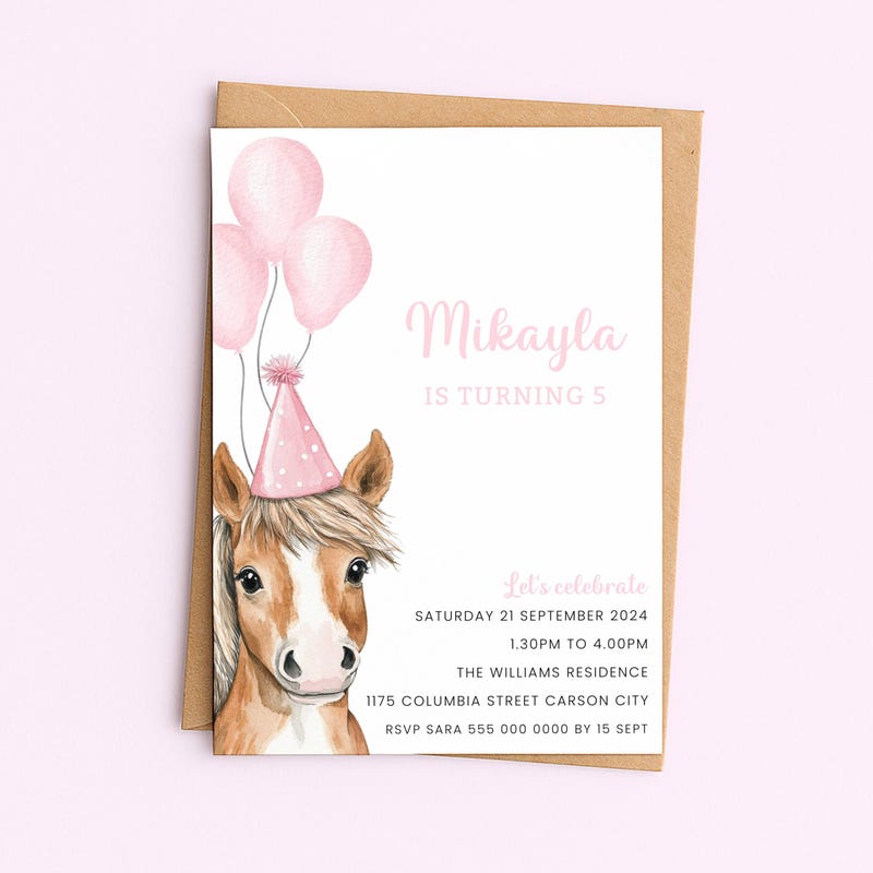 Pony Birthday Invite - Etsy