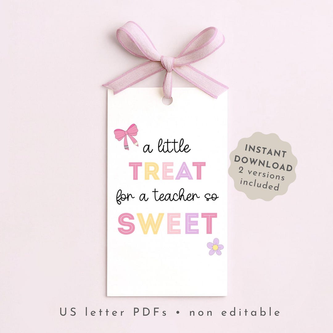 Teacher Gift Tag Printable, A Little Treat Teacher Tag Pastel, Teacher ...