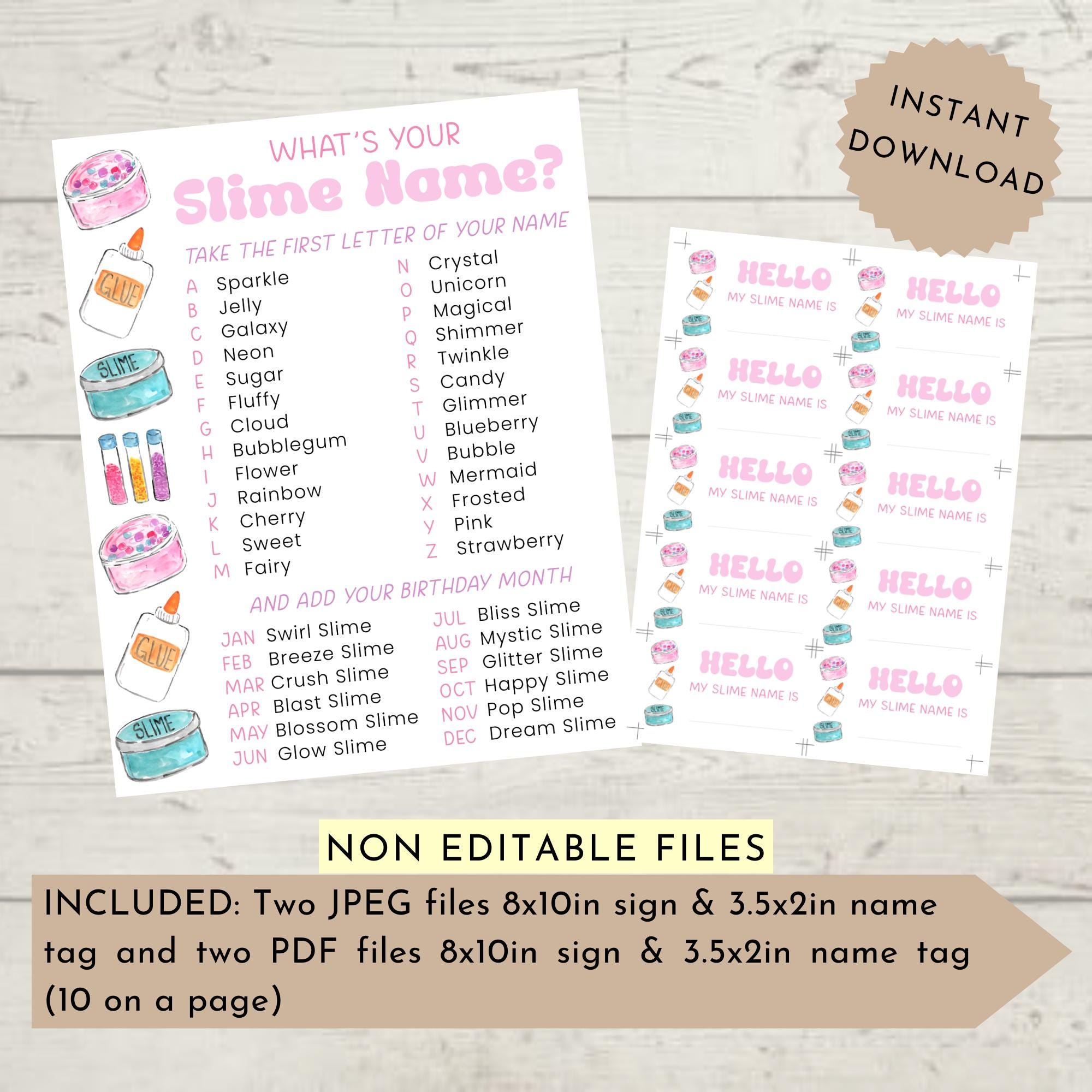 What’s Your Slime Name Sign, Instant Download Slime Party Game ...