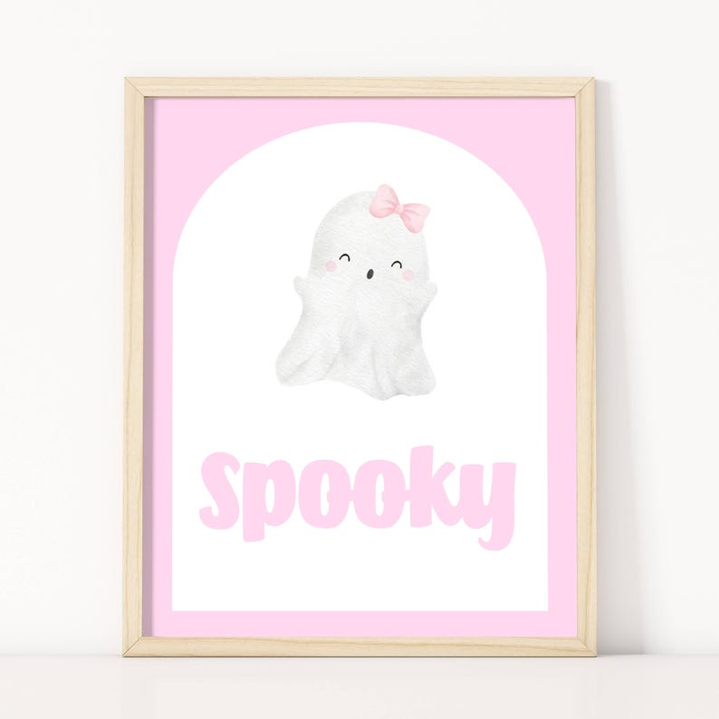 Pink Halloween Signs, Printable Halloween, Halloween Wall Art, Pastel ...