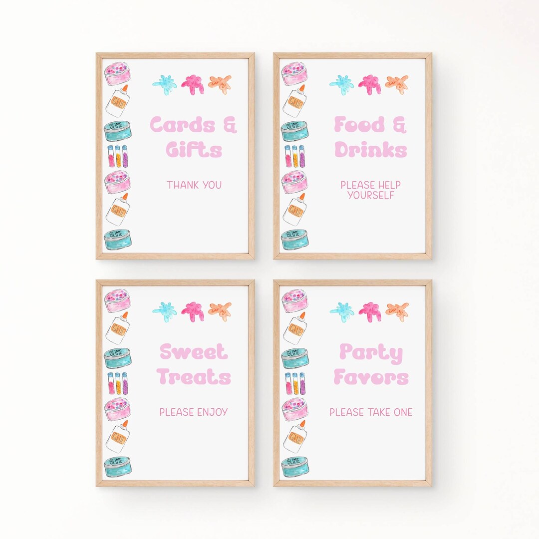 Slime Party Signs, Editable Slime Signs for Girls Birthday Party, Slime ...