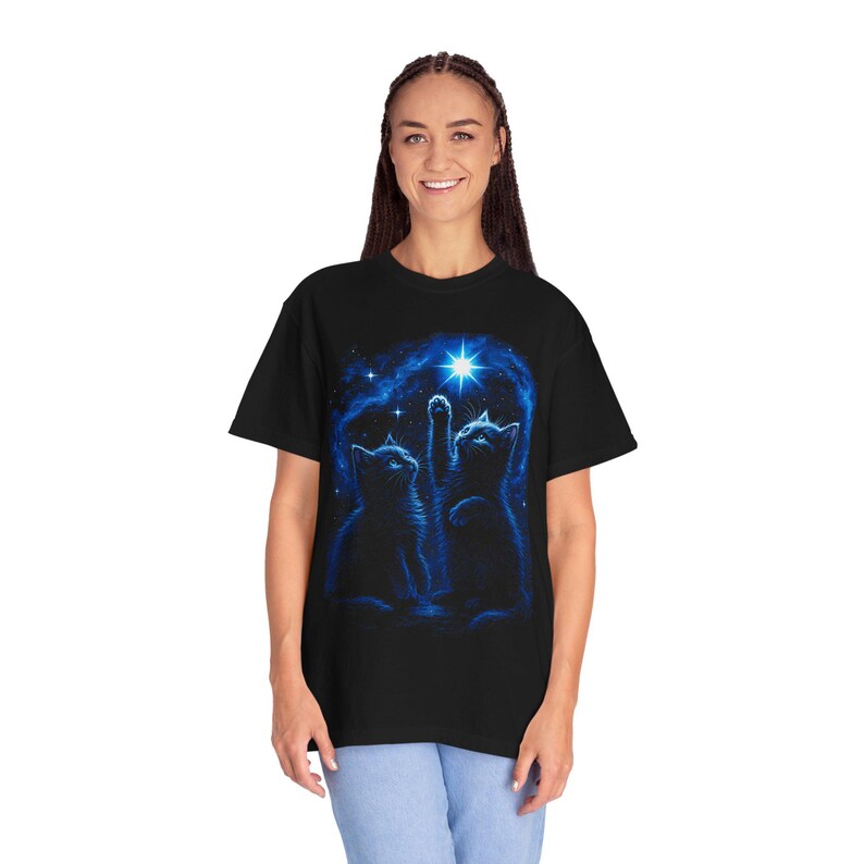 Galaxy Cats Playing Tee | Vintage Cosmic Kittens Starry Space Cat Shirt ...