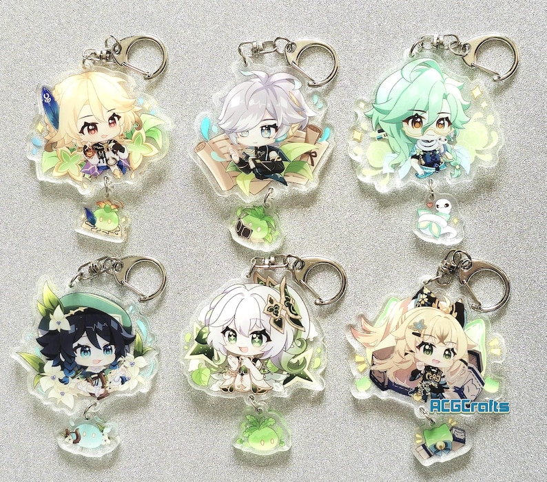Genshin Impact Character Acrylic Keychain 6 Characters Kaveh Alhaitham Baizhu Venti Nahida ...