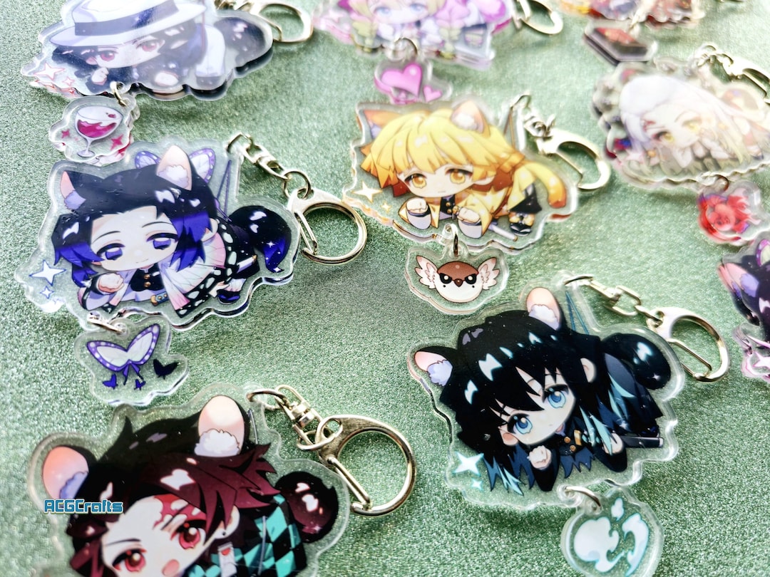 Chibi Acrylic Keychain Mitsuri Kyojuro Tanjiro Charm - Etsy