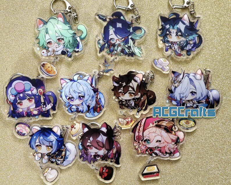 Genshin Impact Liyue Character Acrylic Keychain 17 Characters Baizhu ...