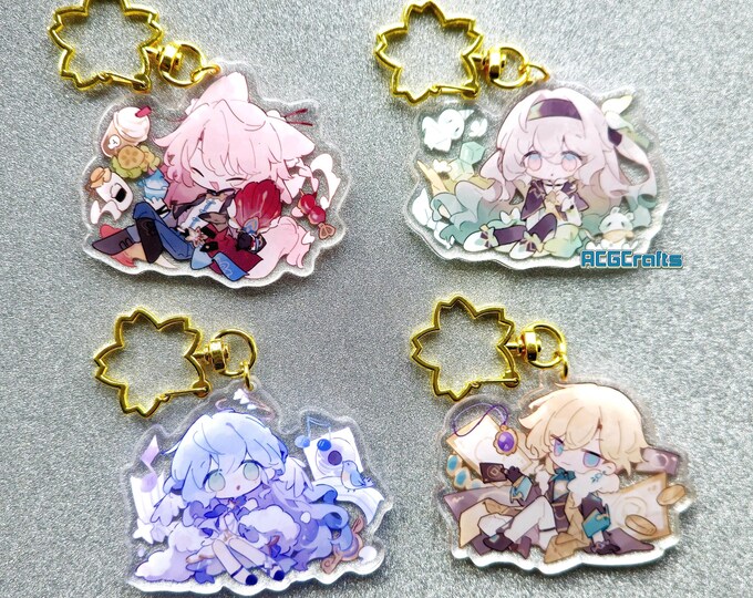 Honkai Star Rail Acrylic Keychain With Sakura Clasp -4 Characters Robin ...