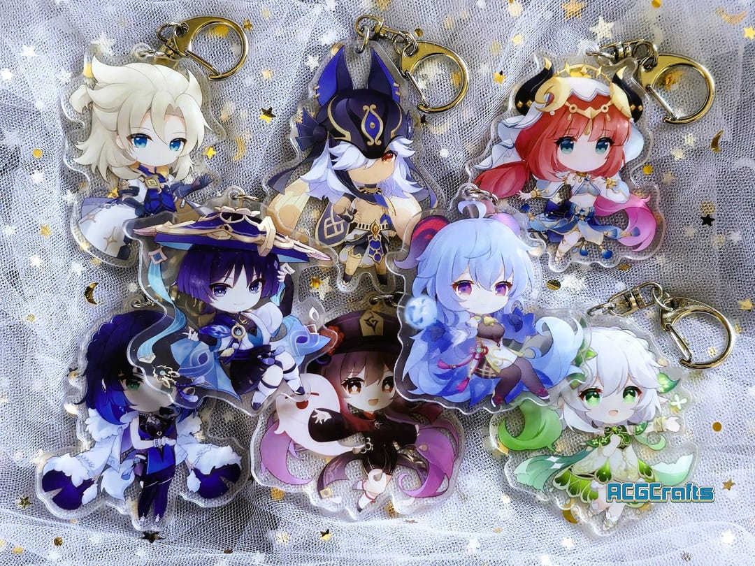 Genshin Impact Charm Character Acrylic Keychain - 8 Characters Yelan ...