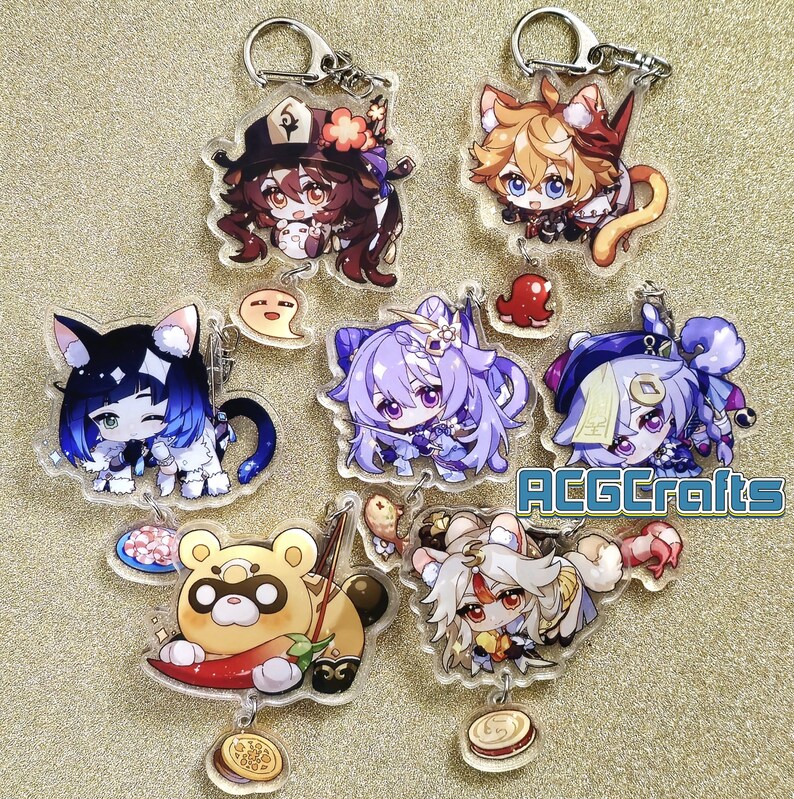 Genshin Impact Liyue Character Acrylic Keychain 17 Characters Baizhu ...