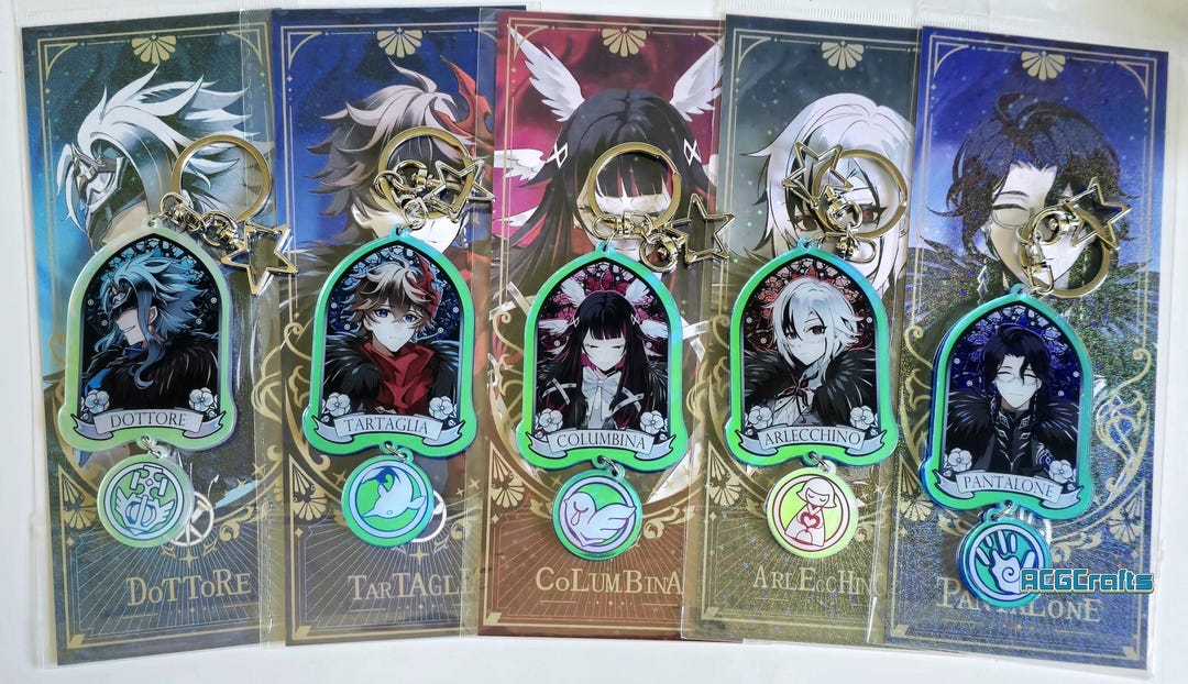 Genshin Impact Fatui Harbinger Rainbow Acrylic Keychain or Bookmark ...