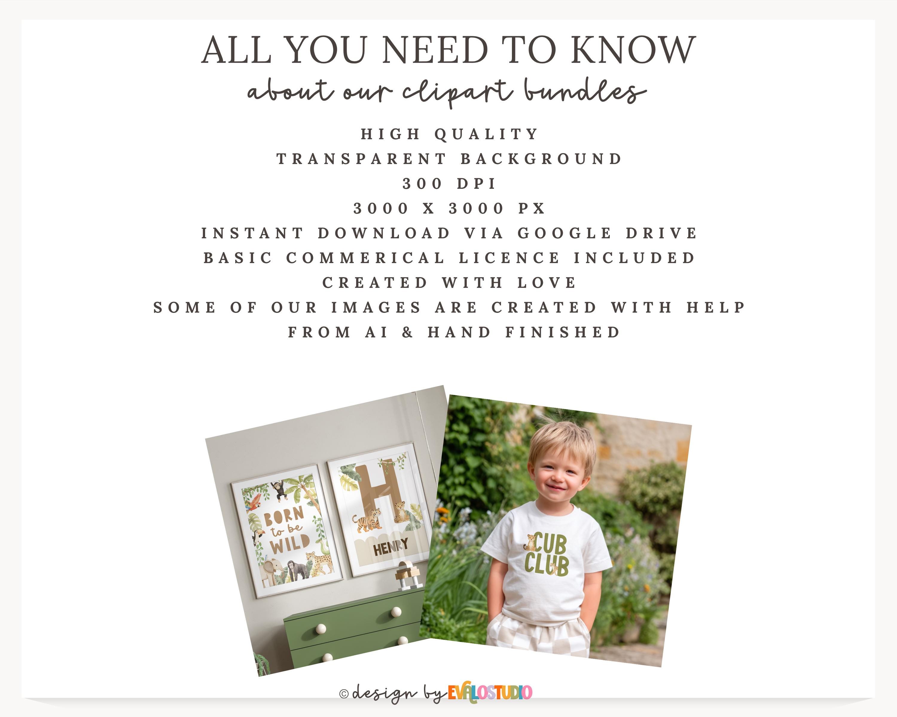 Watercolor Rainforest Animal Clipart: Jungle Safari PNG (commercial ...