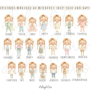 Kids Emotions Clipart, Clipart Bundle, Watercolour, Commercial Use ...