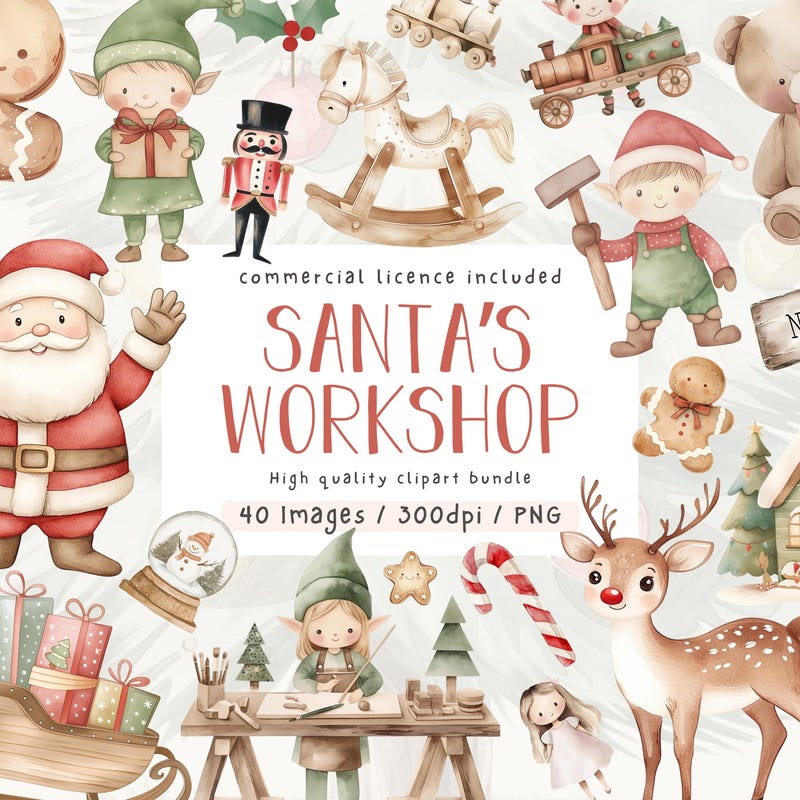 Santas Workshop Clipart - Etsy