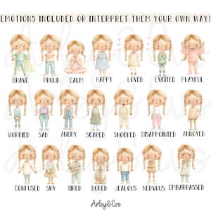 Kids Emotions Clipart, Clipart Bundle, Watercolour, Commercial Use ...