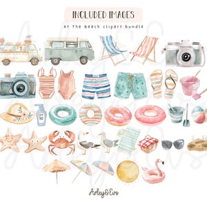Watercolor Beach Clipart Bundle: Summer Seaside Illustrations (PNG) - Etsy