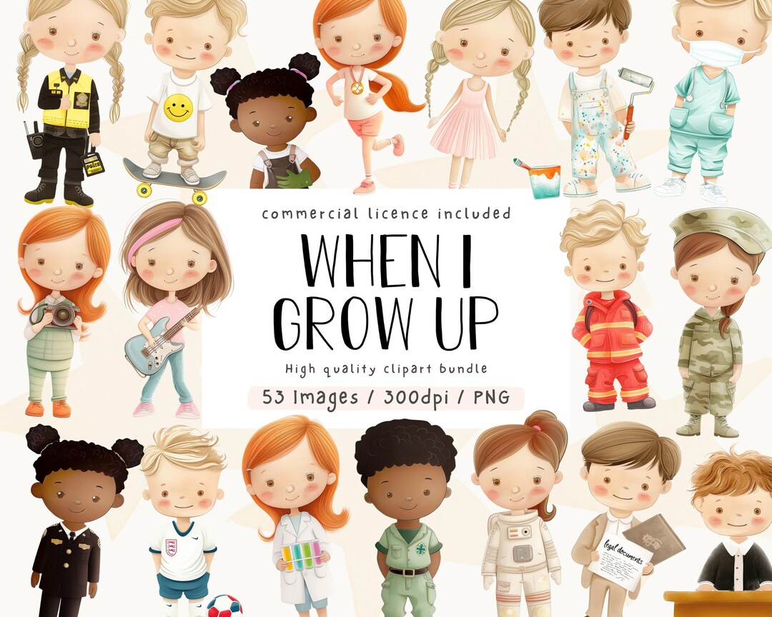 Kids Careers Clipart Bundle: Watercolor Children's Jobs (PNG) - Etsy