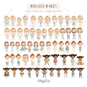 Kids Emotions Clipart, Clipart Bundle, Watercolour, Commercial Use ...
