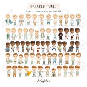 Kids Emotions Clipart, Clipart Bundle, Watercolour, Commercial Use ...