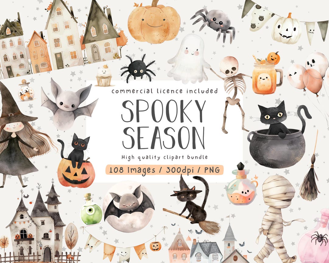 Halloween Clipart Bundle, Watercolour Halloween, Commercial Use ...