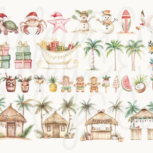Tropical Christmas Clipart Bundle, Watercolour Christmas Workshop ...