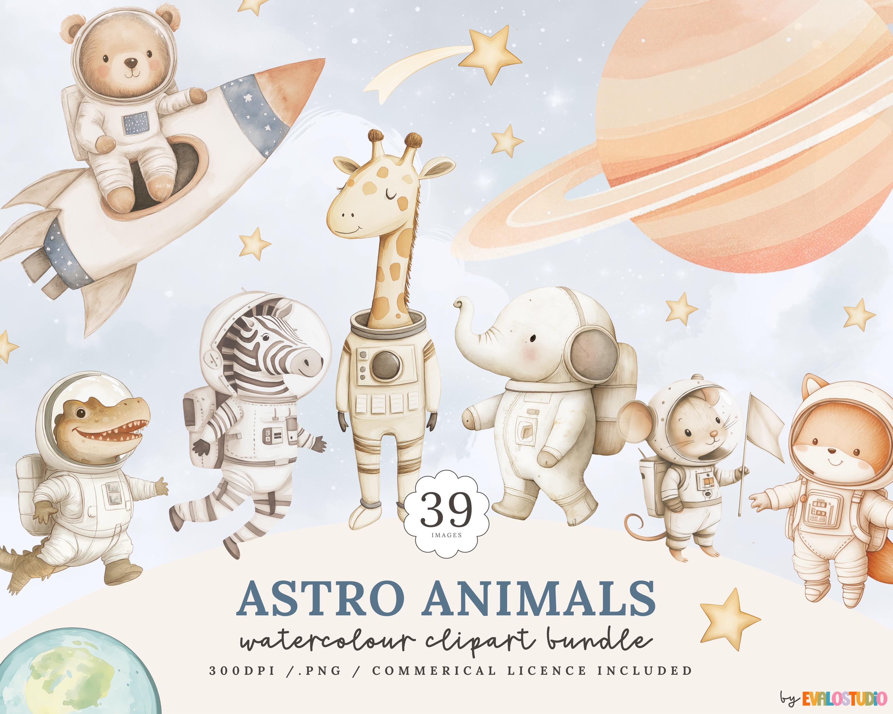 Watercolor Space Clipart Bundle: Solar System Nursery Art (PNG ...