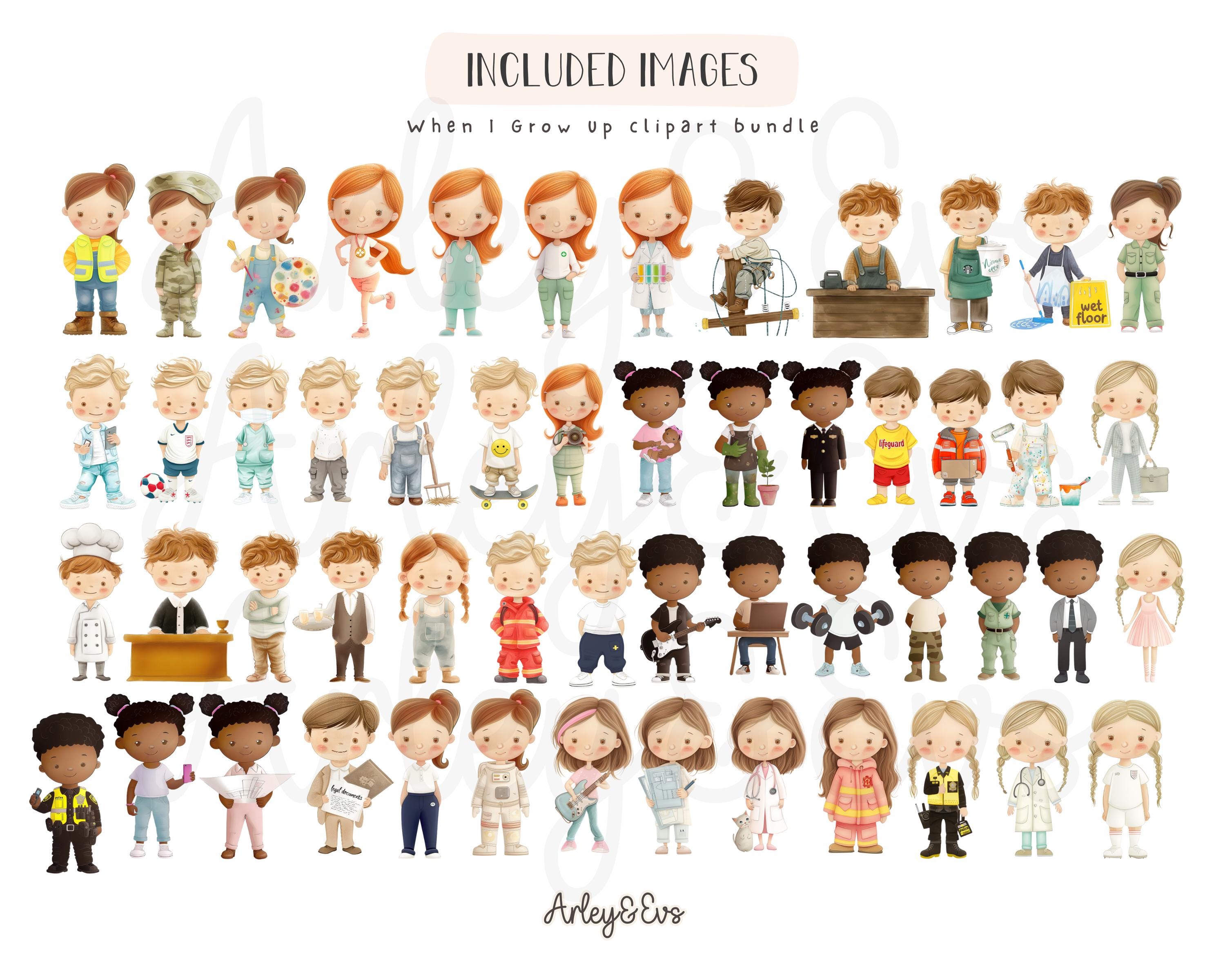 Kids Careers Clipart Bundle: Watercolor Children's Jobs (PNG) - Etsy