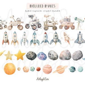 Space Clipart Set, Clipart Bundle, Watercolor Space, Commercial Use ...