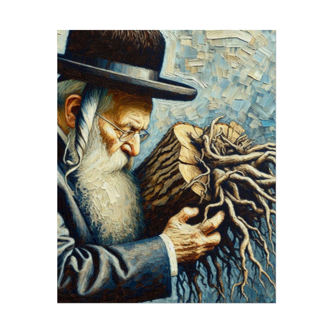 Wandering Jew Tree Roots Jewish Rabbi Jewish Man Chossid Holding Tree ...