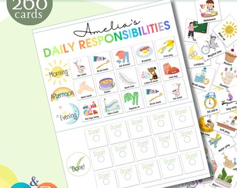 Daily Responsibilities Chore Chart, Printable Full Day Visual Routine ...