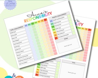 Editable Responsibility, Responsibility Chore Chart, Fully Printable ...