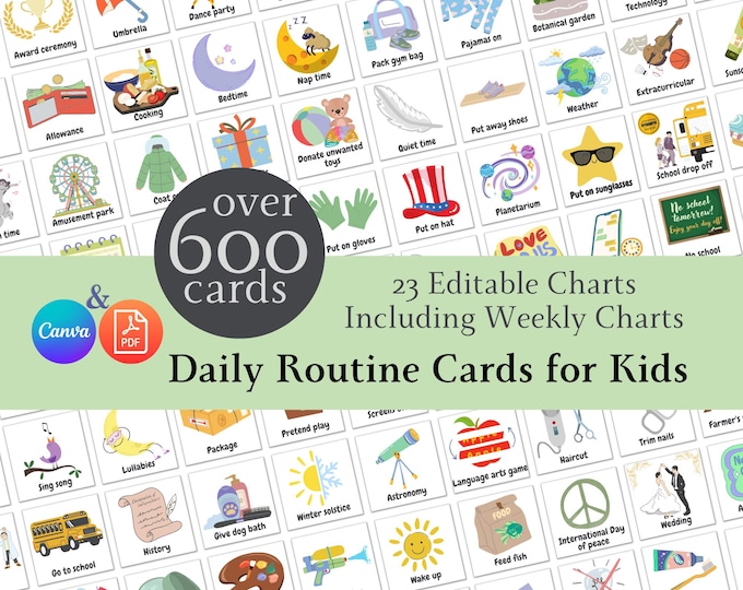Editable Kids Daily Routine Cards & Chore Chart - Visual Schedule for ...