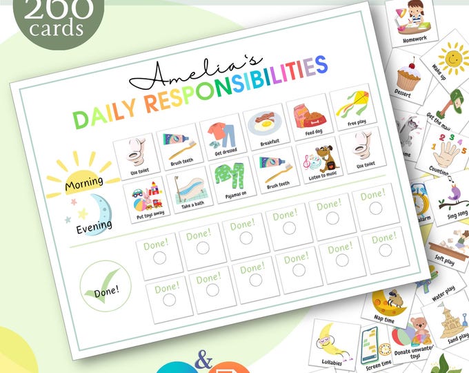 Editable Kids Daily Routine Cards & Chore Chart - Visual Schedule for ...