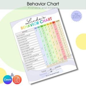 Printable Daily Behavior Chart for Kids at Home Good Behavior & Reward ...